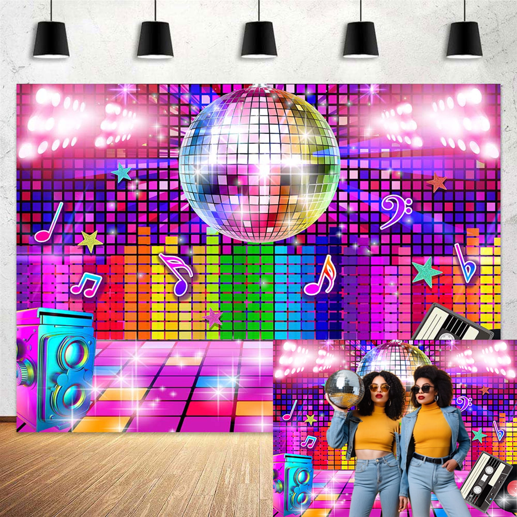 Disco Backdrop, 70s 80s 90s Retro Disco Party Ball Decorations ...