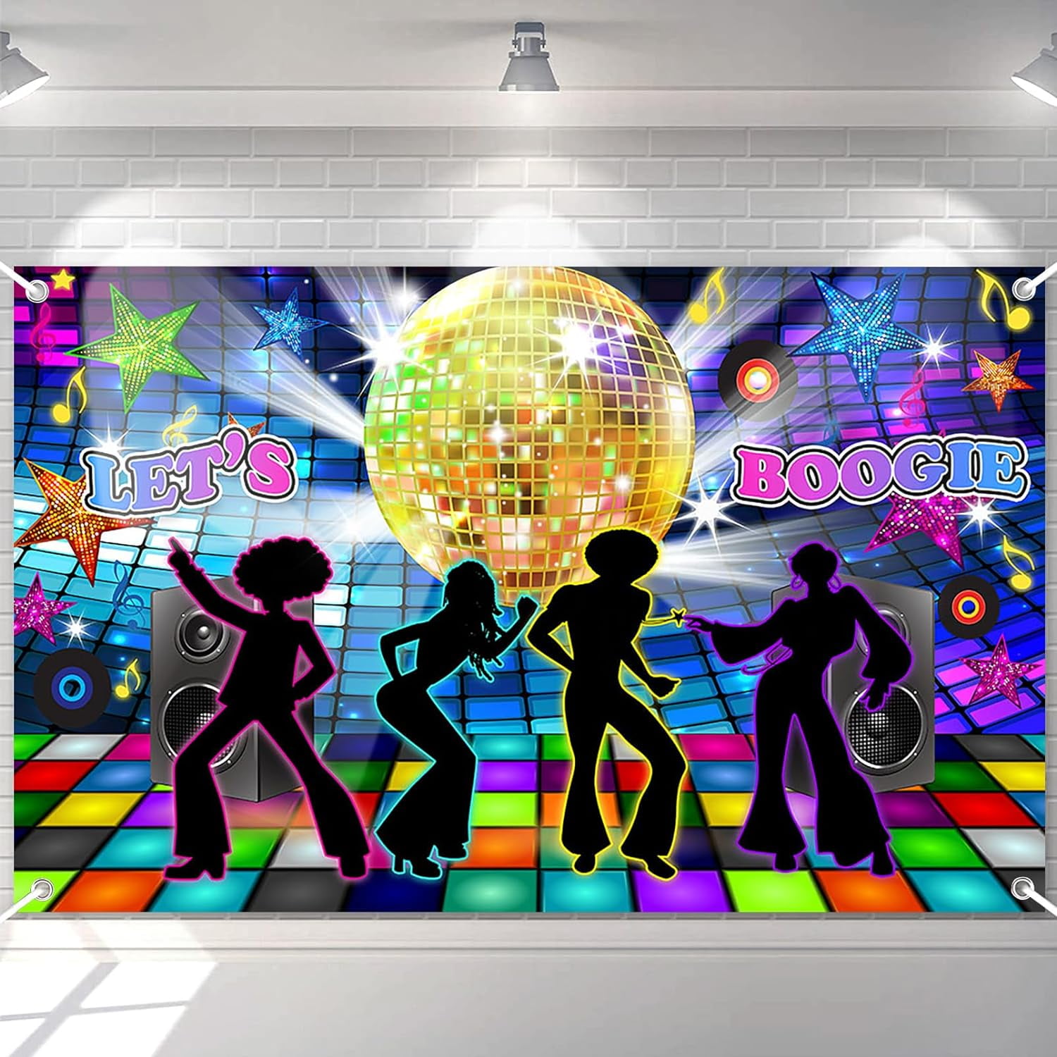 Disco Backdrop Back to 70s 80s 90s Dance Party Decorations Banner Let's ...