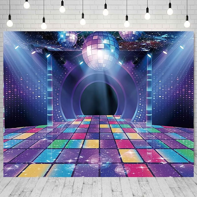 Disco Backdrop Disco Ball Neon Light Photography Background Vintage 70s ...