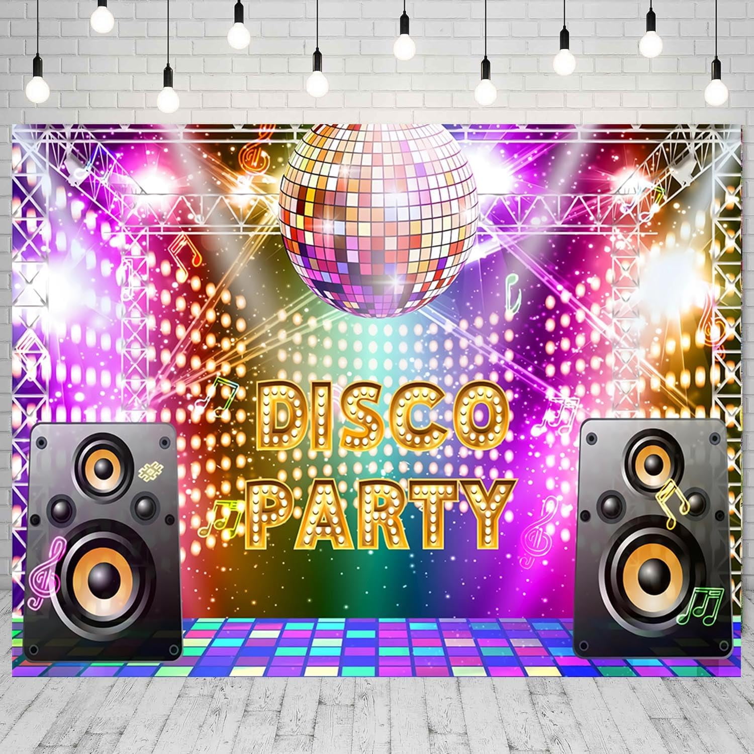 Disco Backdrop Disco Ball Neon Light Photography Background Vintage 70s ...