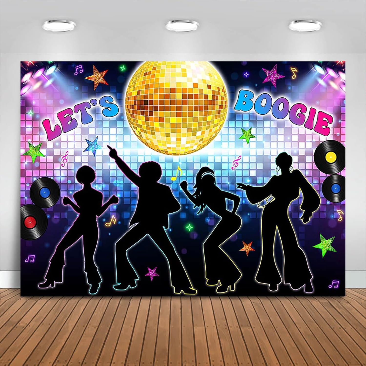 Disco Backdrop Let's Boogie Disco Dancing Party Decorations Background ...