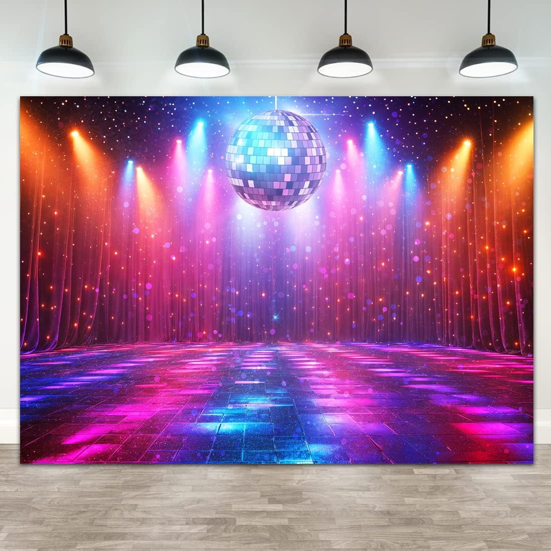 Disco Backdrop Retro Glow Party 70s 80s 90s Theme Stage Dance ...