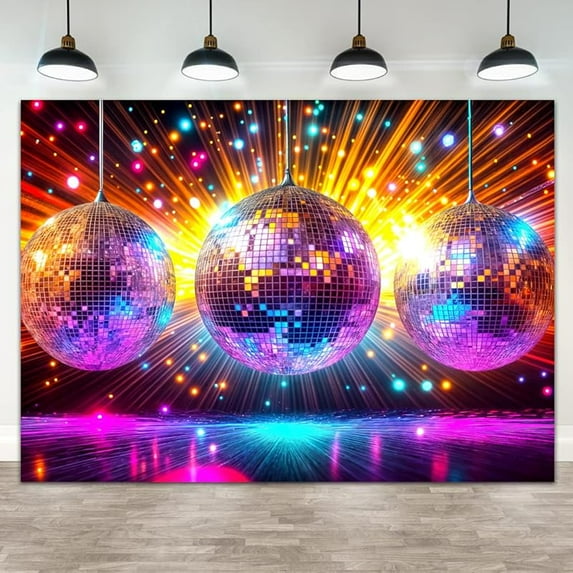Disco Backdrop Retro Glow Party 70s 80s 90s Theme Stage Dance ...