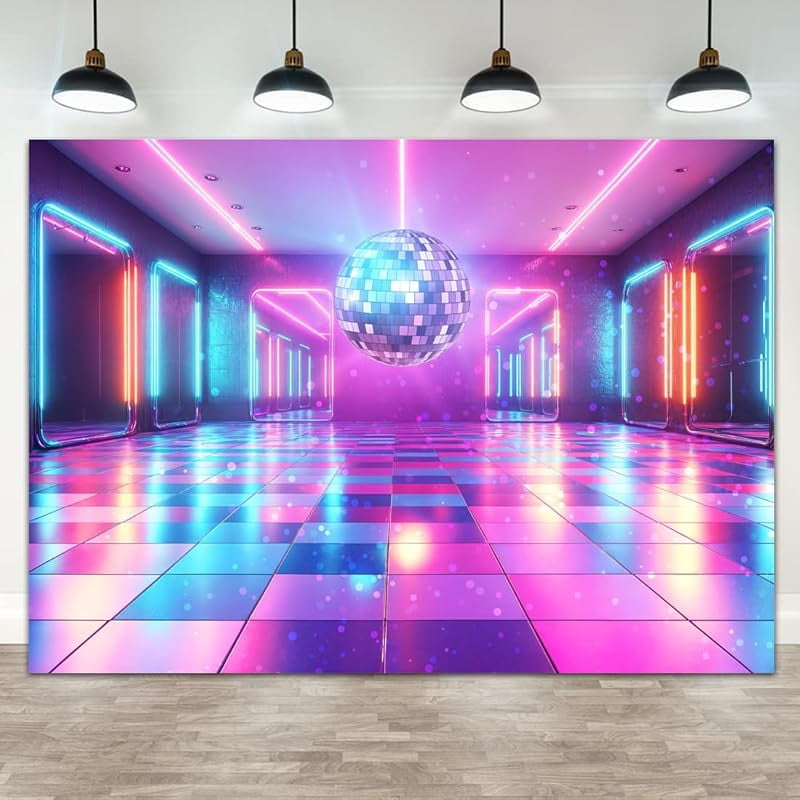 Disco Backdrop Retro Glow Party 70s 80s 90s Theme Stage Dance ...