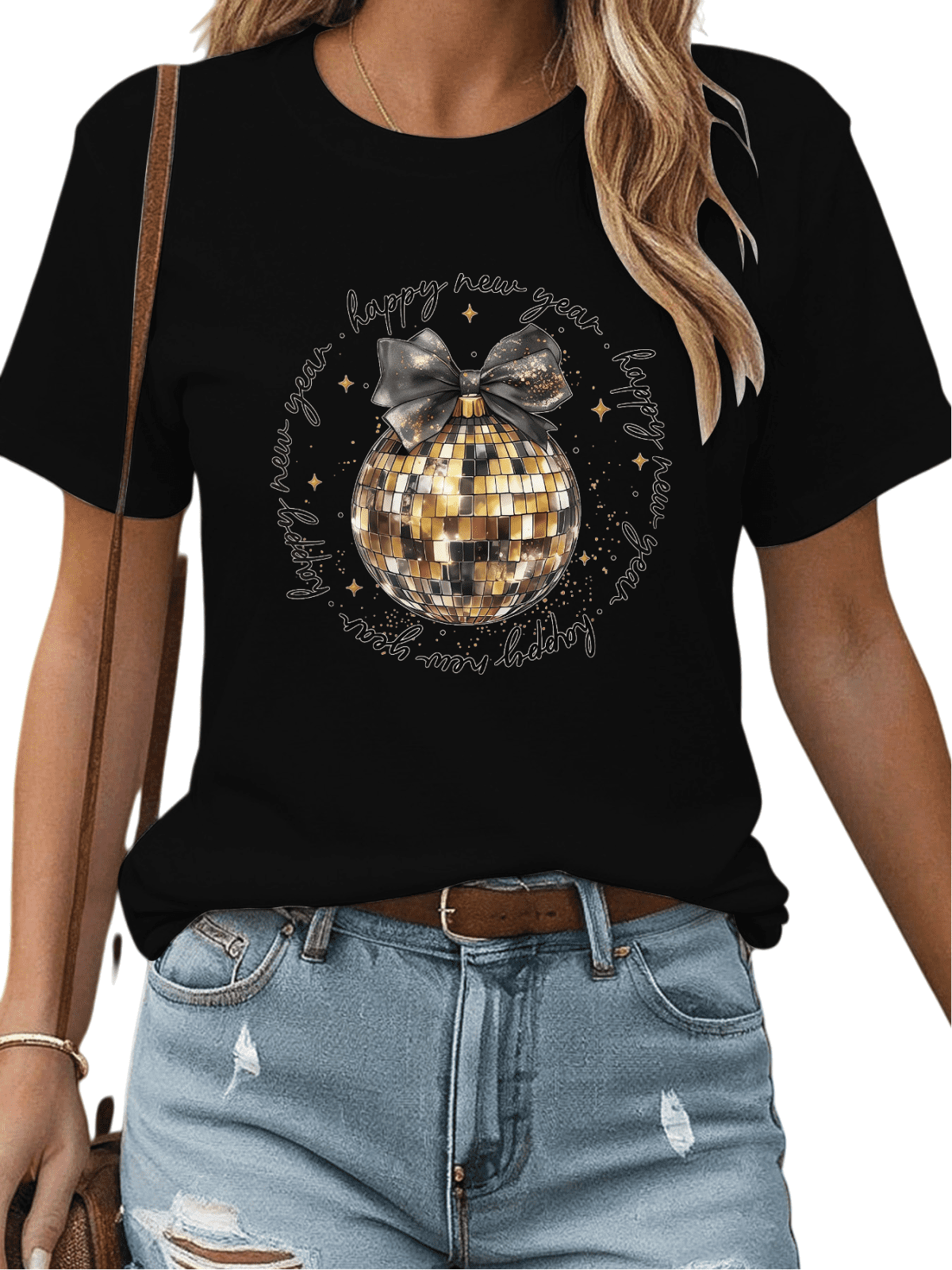 Disco Ball 2026 Happy New Year Theme Graphic Cotton Tee T Shirt Tops ...