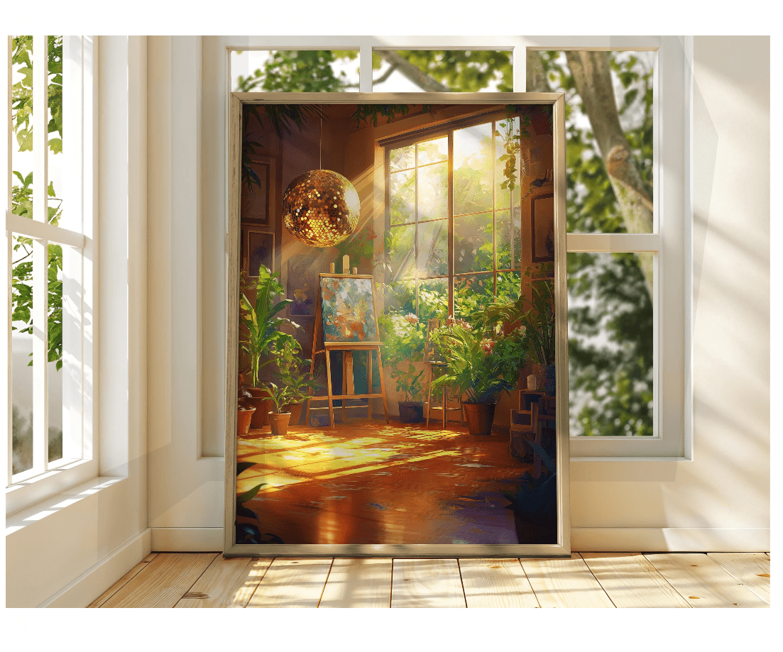 Disco Ball Art Studio Poster Retro Floral Houseplant Poster - Walmart.com