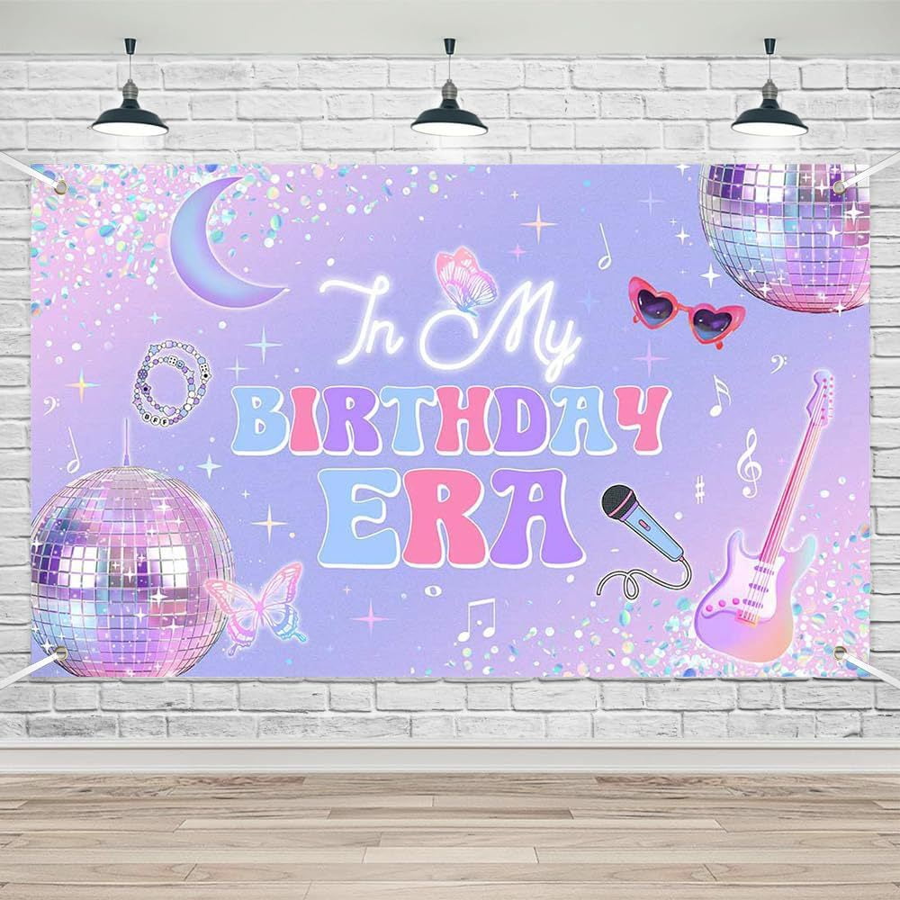 Disco Ball Birthday Party Decoration Supplies Music Banner Birthday ...