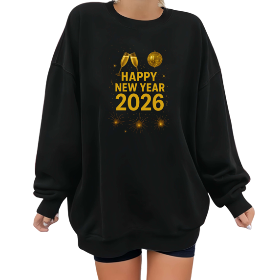 Disco Ball Celebration Graphic Sweatshirt Black S-3XL Gold Print ...