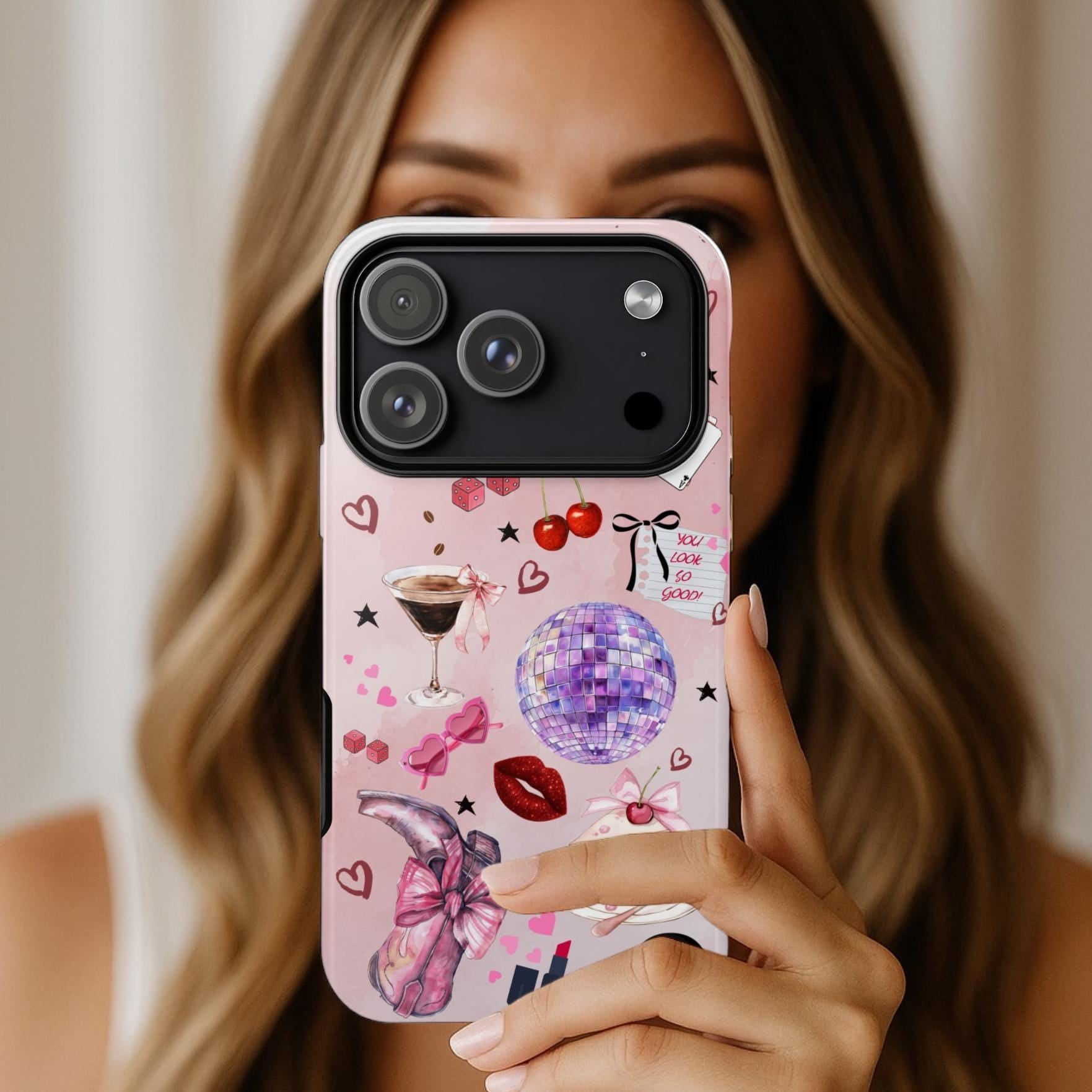 Disco Ball Cherries Cowgirl Vintage Western Mosaic Phone Case iPhone 17 ...