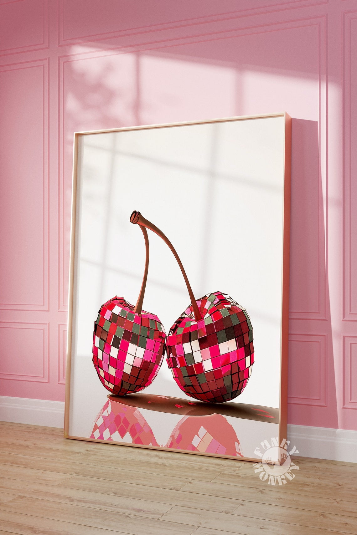 Disco Ball Cherry Print, Pink Red Disco Cherries, Preppy Aesthetic ...