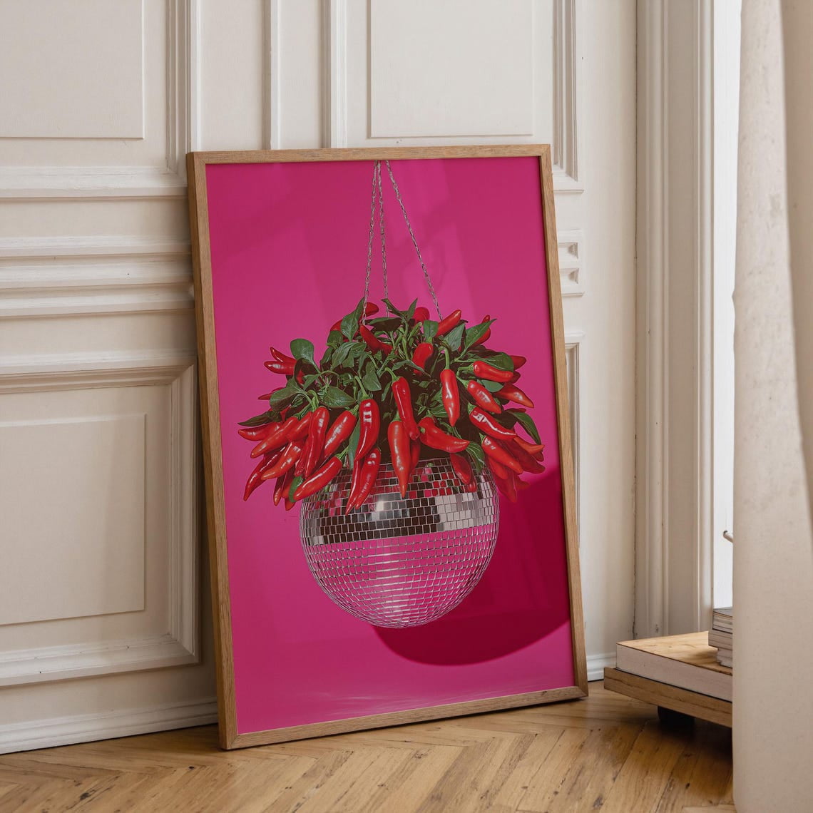 Disco Ball Chili Pepper Funky Kitchen Food Retro Pop Art, Unframed ...