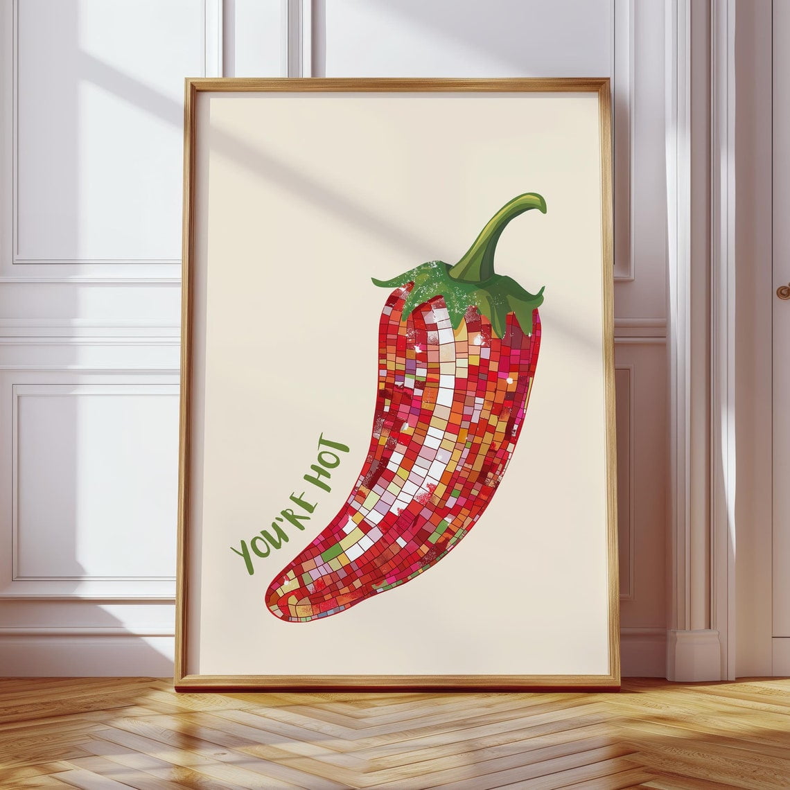 Disco Ball Chilli Print, You'Re Hot Print, Kitchen Wall Art, Chili ...