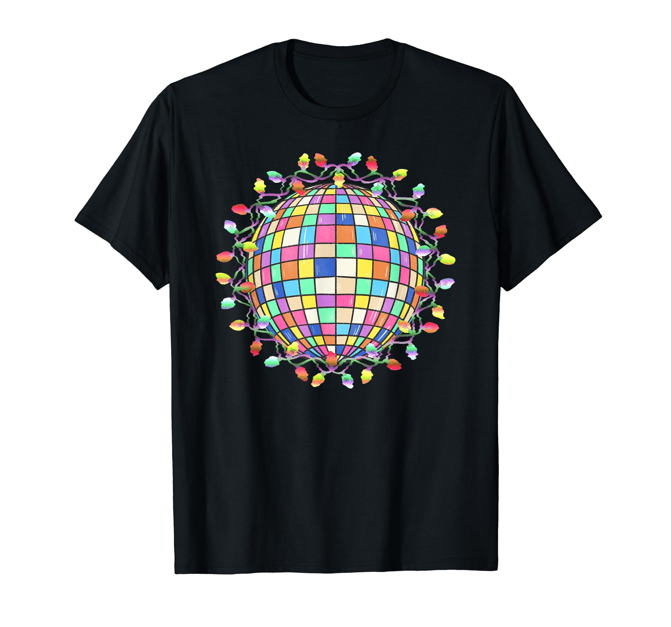 Disco Ball Christmas Lights Costume | Christmas Disco Ball Black T ...