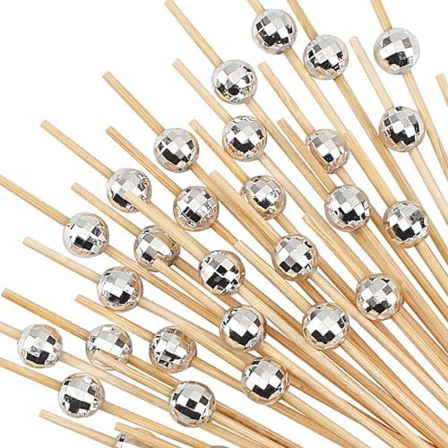 Disco Ball Cocktail Picks - 100 Counts Decorative Toothpicks for ...