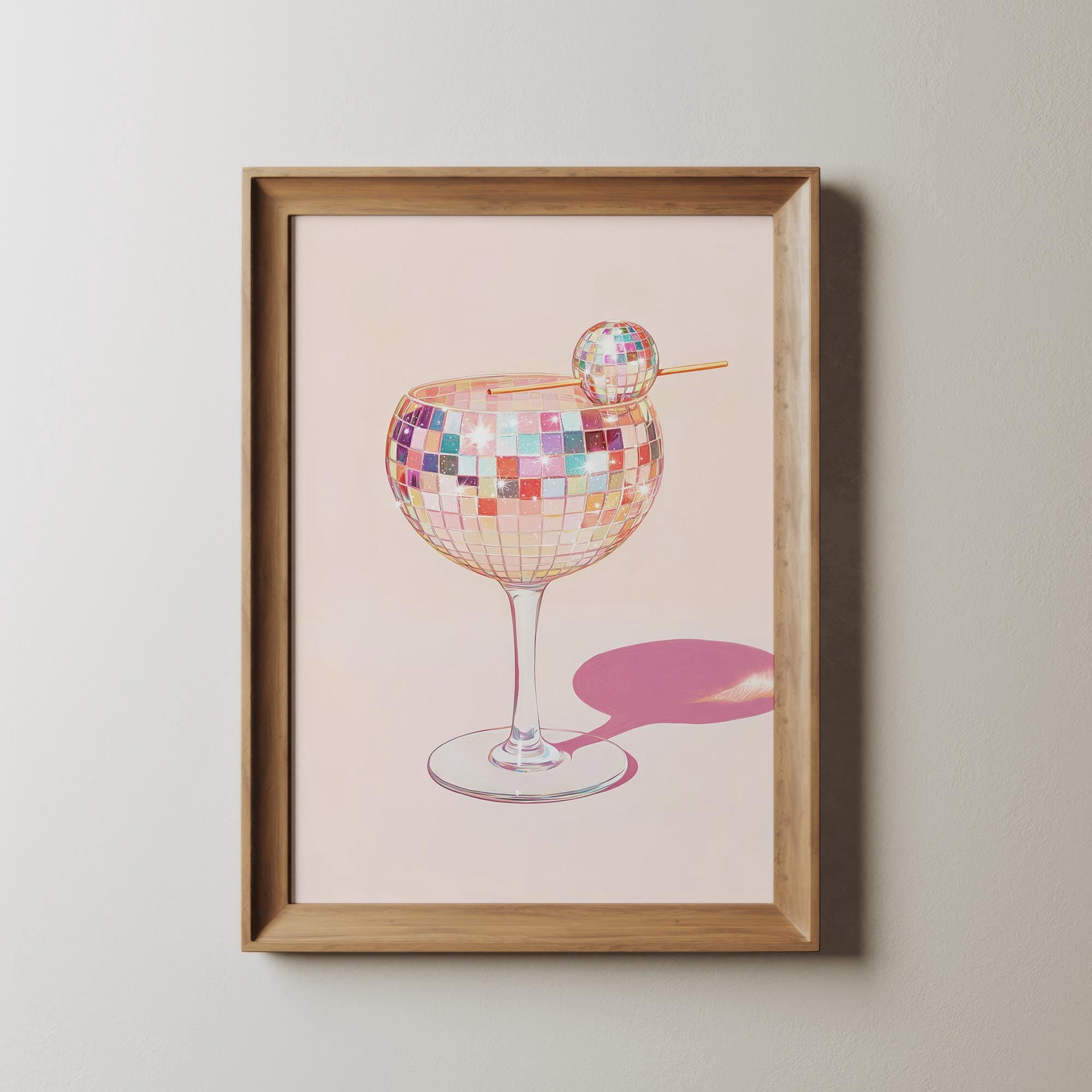 Disco Ball Cocktail Poster Retro Bar Art, Poster Home Decor, Poster ...