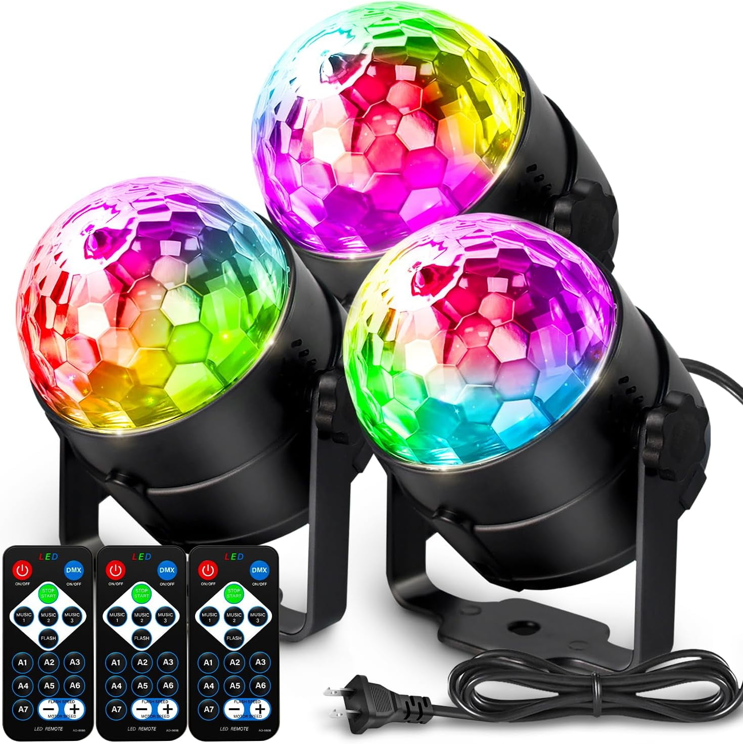 Disco Ball DJ Party Light Voice Control Remote Control Strobe Light 7 Modes Stage Light for Home ...