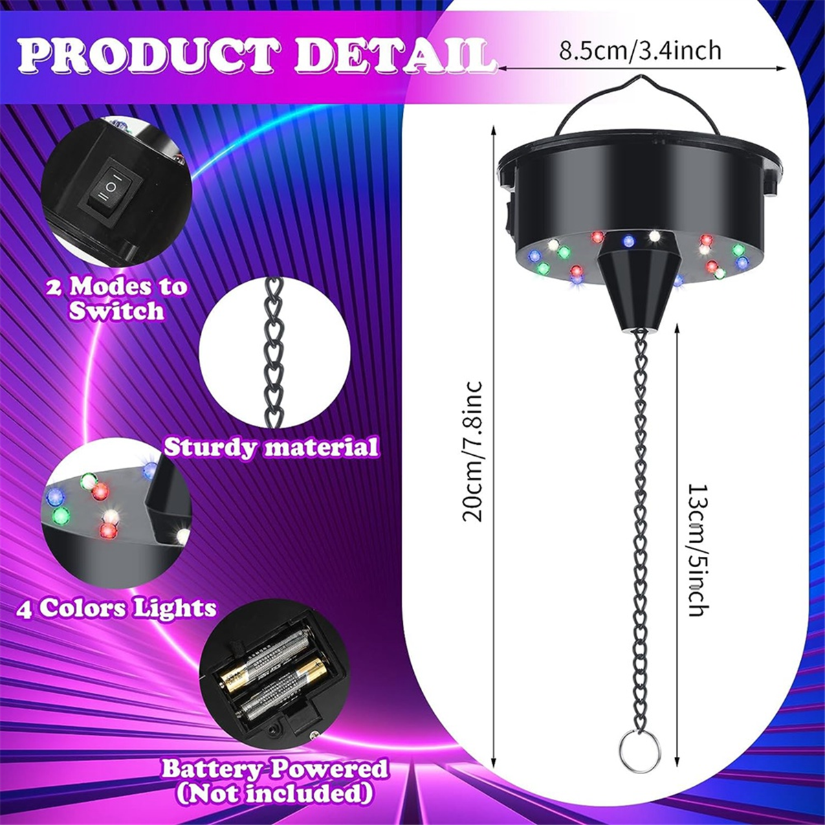 Disco Ball Deco with Light and Disco Ball-Battery Powered Ball Light ...