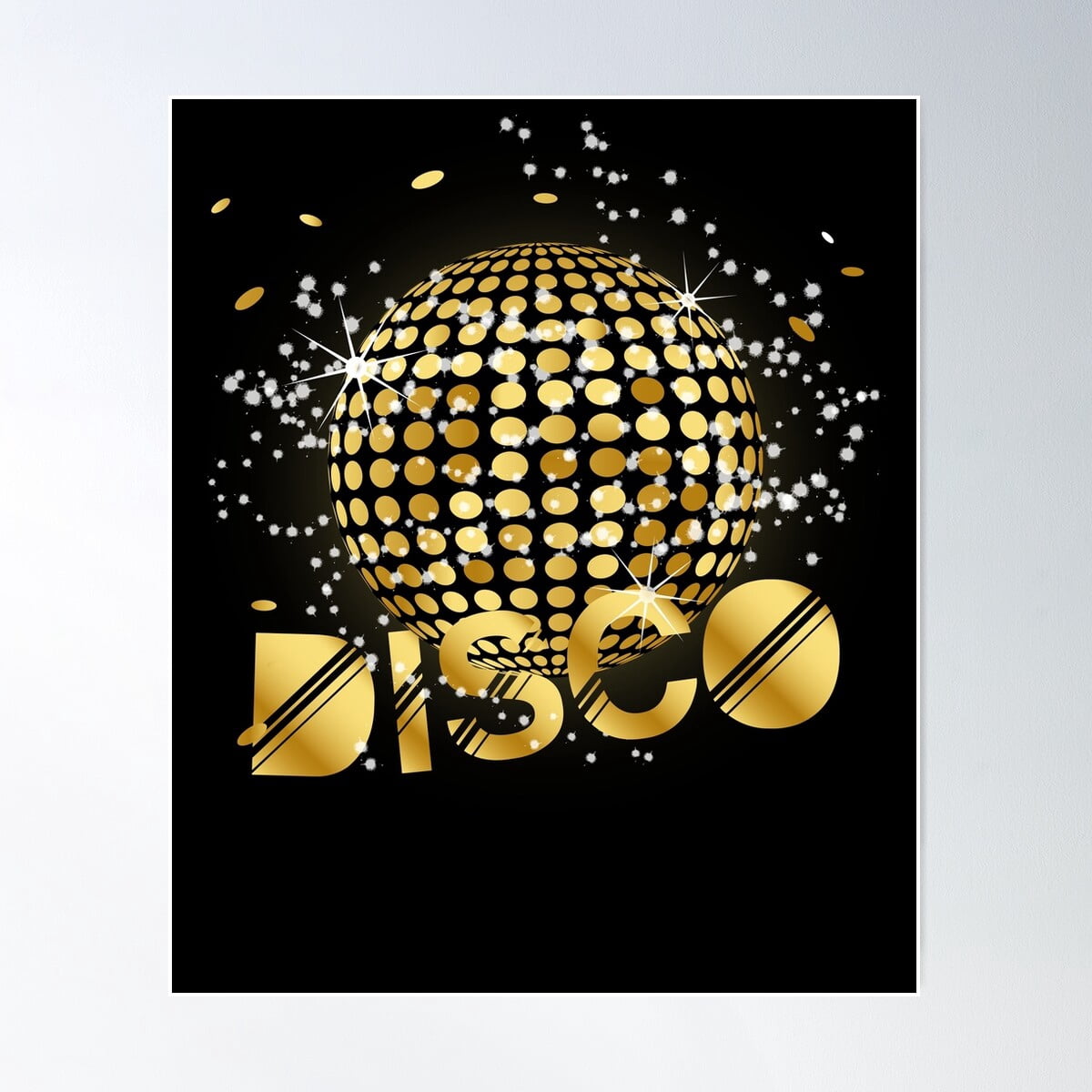 Disco Ball Disco Gold Gitzer Poster Wall Art, Modern Wall Decor For ...