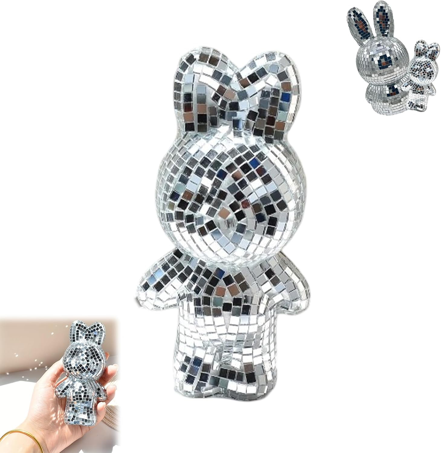 Disco Ball Easter Decor, Disco Rabbit Statue Decorative Rabbit Prop for ...