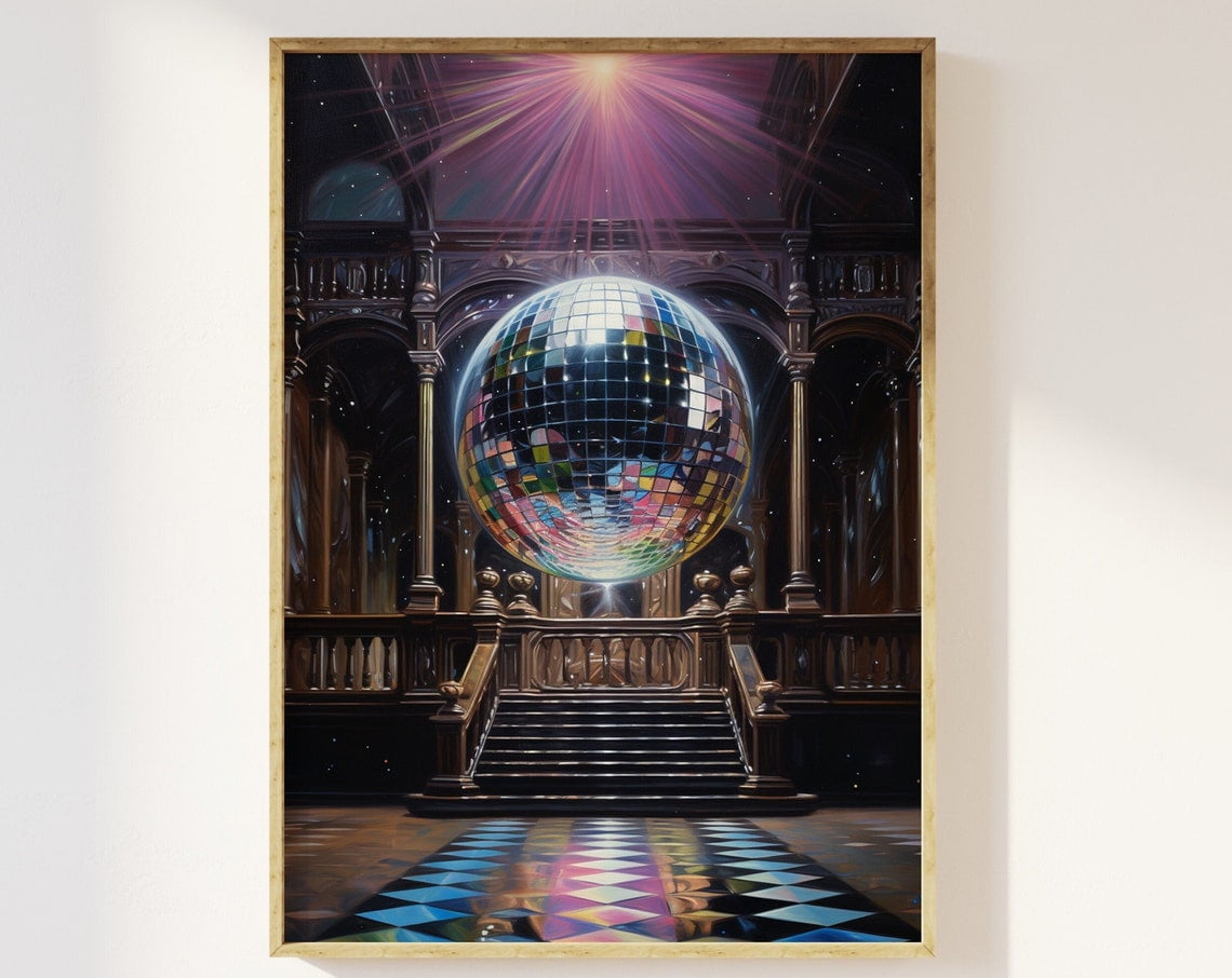 Disco Ball In Glamourous Gothic Ball Room Art Print Stately Home ...