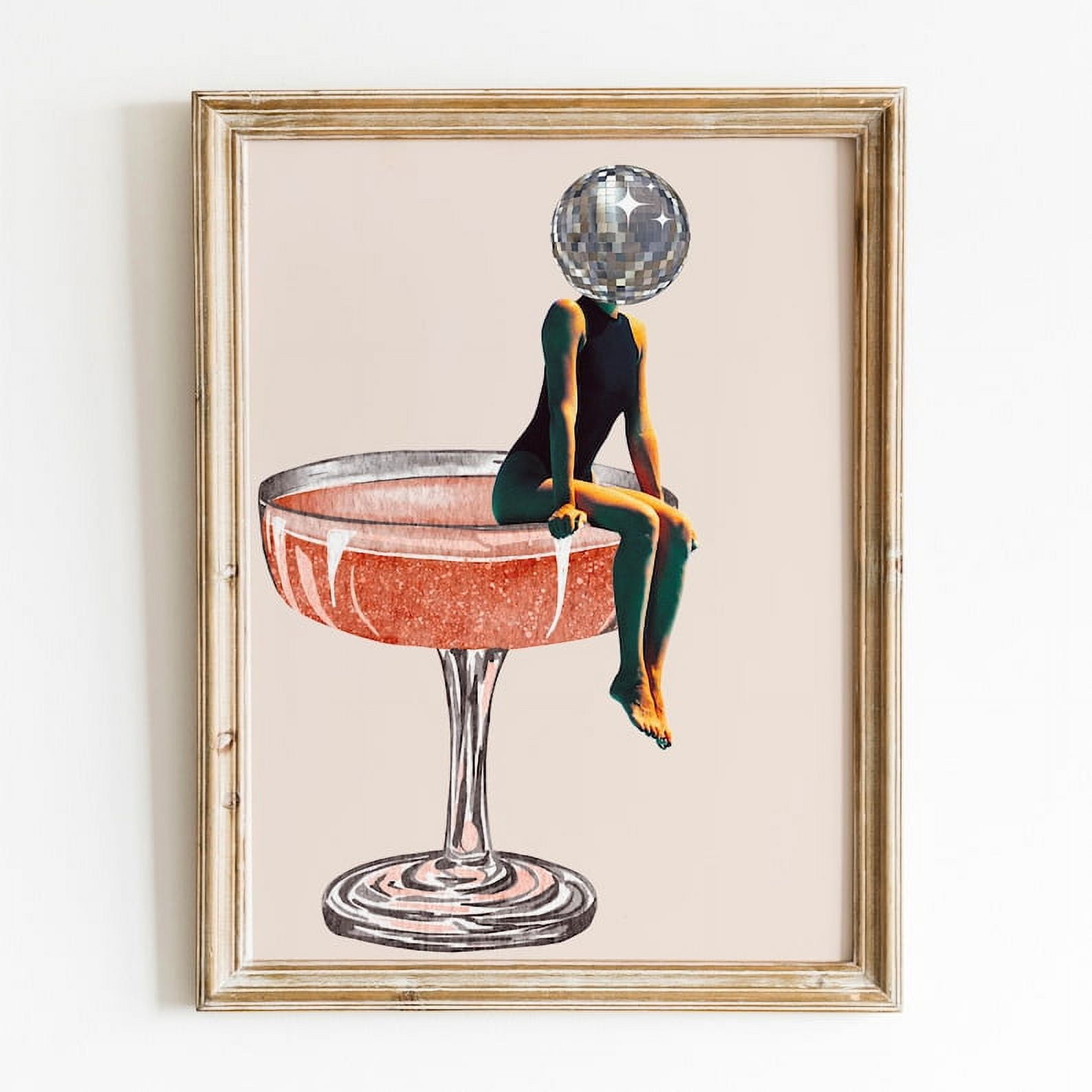 Disco Ball Head Poster, Funky Disco 70s Print, Retro Wall Art - Walmart.com