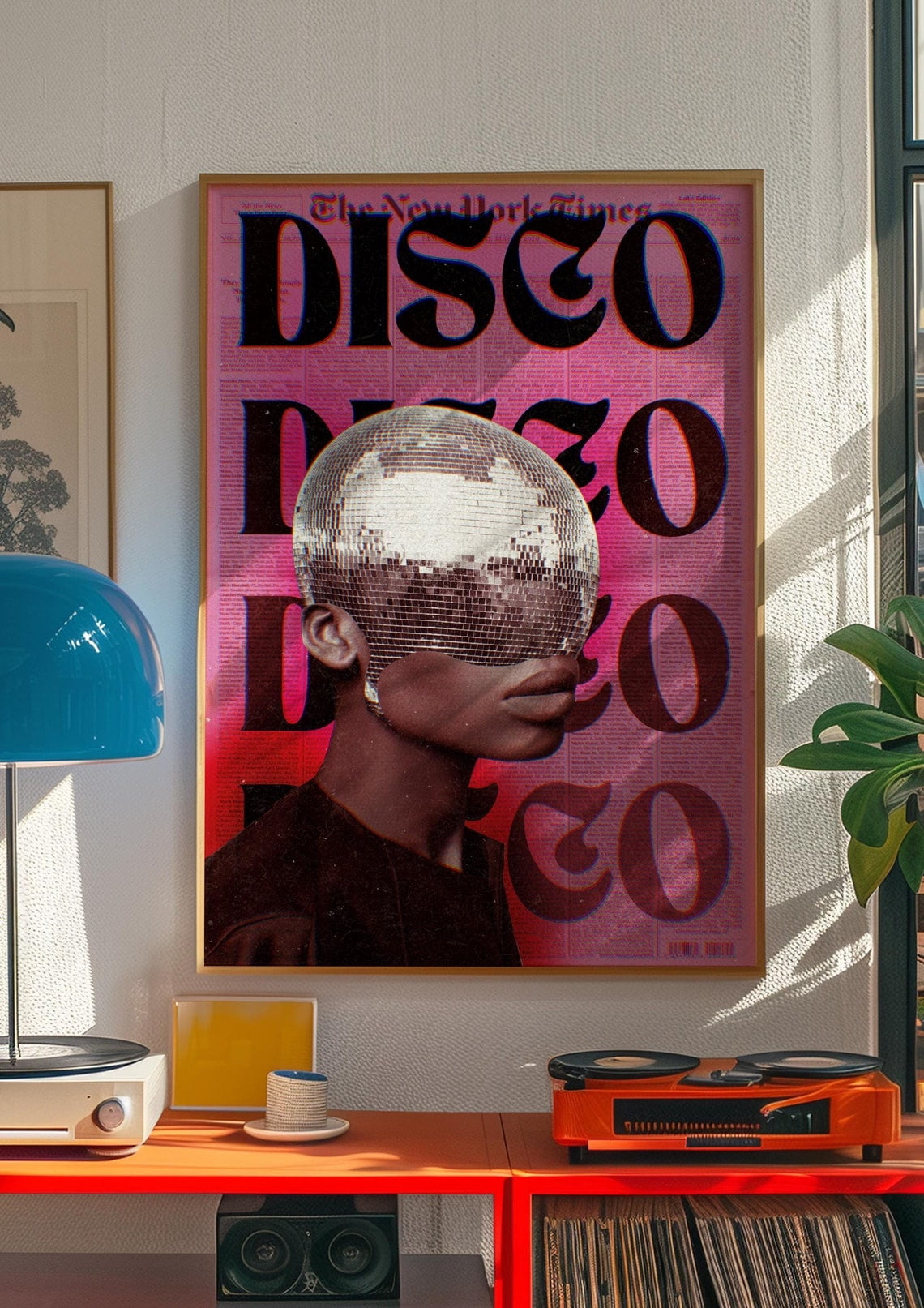 Disco Ball Head Retro Futurism Pop Poster Unframed Paper Print ...