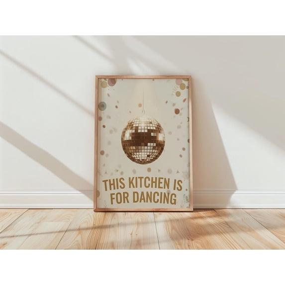 Disco Ball Kitchen Poster Quote Boho Retro Wall Art Typography Unframed ...