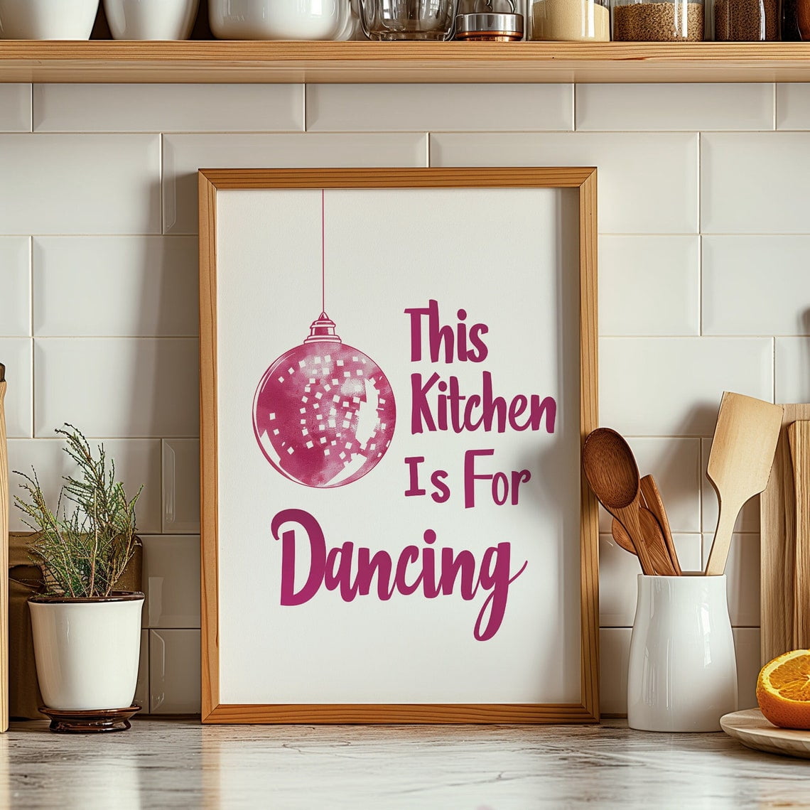 Disco Ball Kitchen Retro Wall Art, Unframed Paper Print Size 8x12 ...