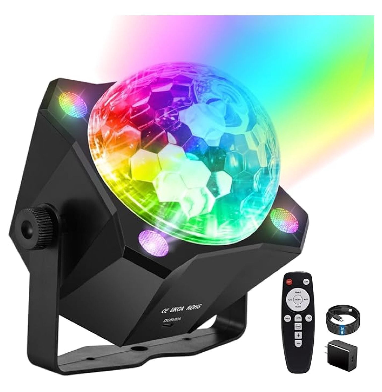 Disco Ball Light, DJ Party Lights - Sound Activated 6 Colors Stage ...