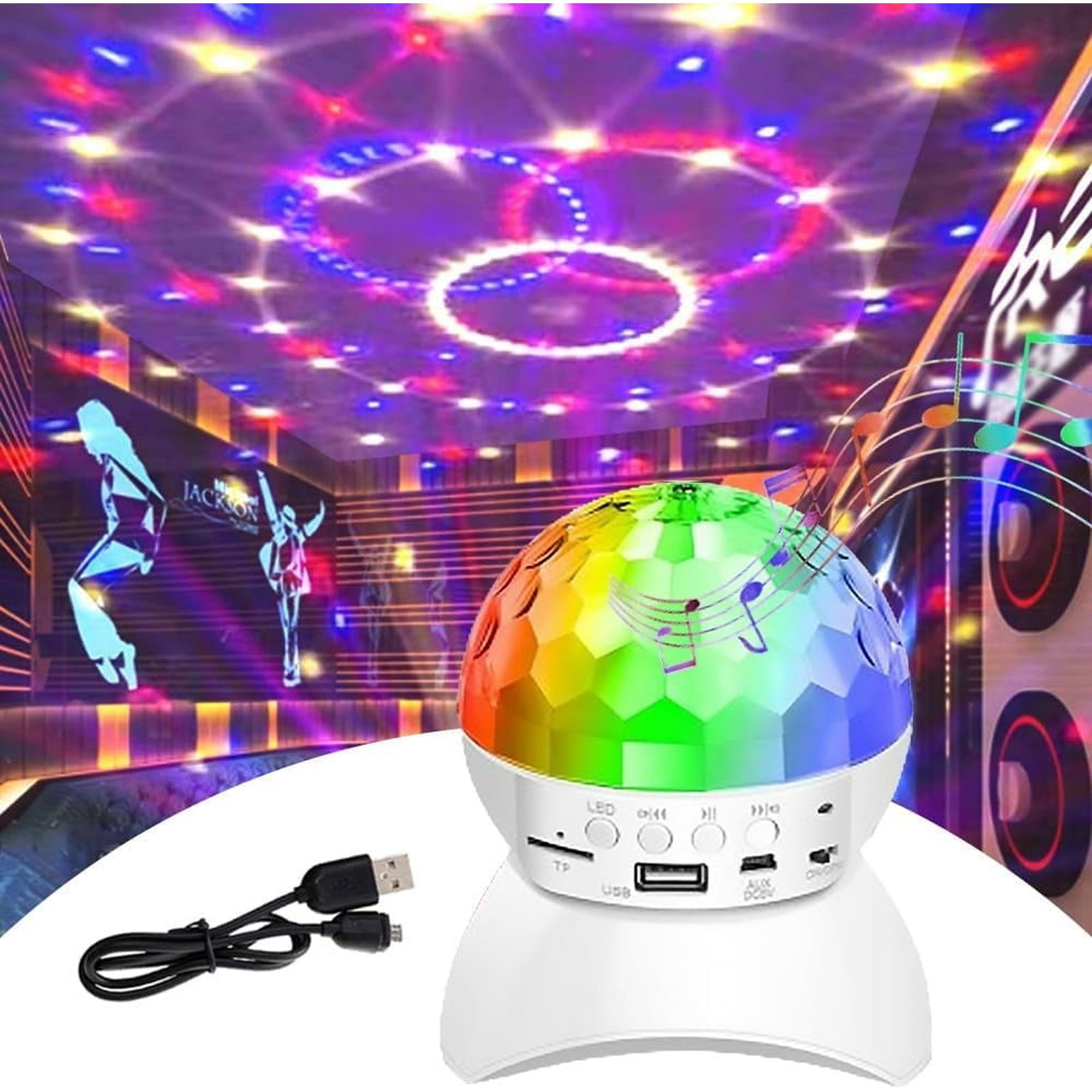 "GOUTOOL Disco Ball Light, DJ Strobe Light with Bluetooth Speaker, RGB ...