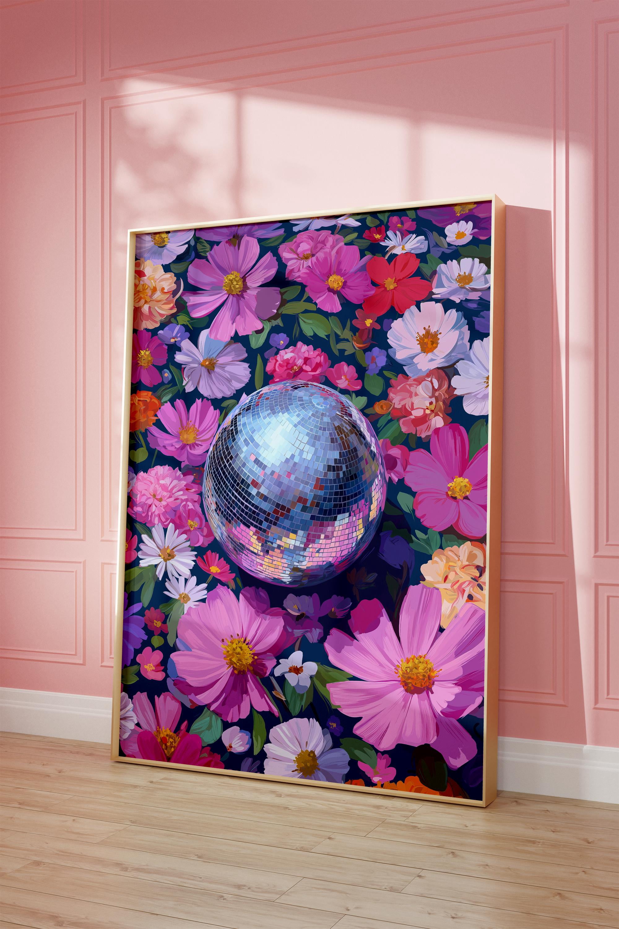 Disco Ball Maximalist Wall Poster Flowers Retro Poster Dopamine ...
