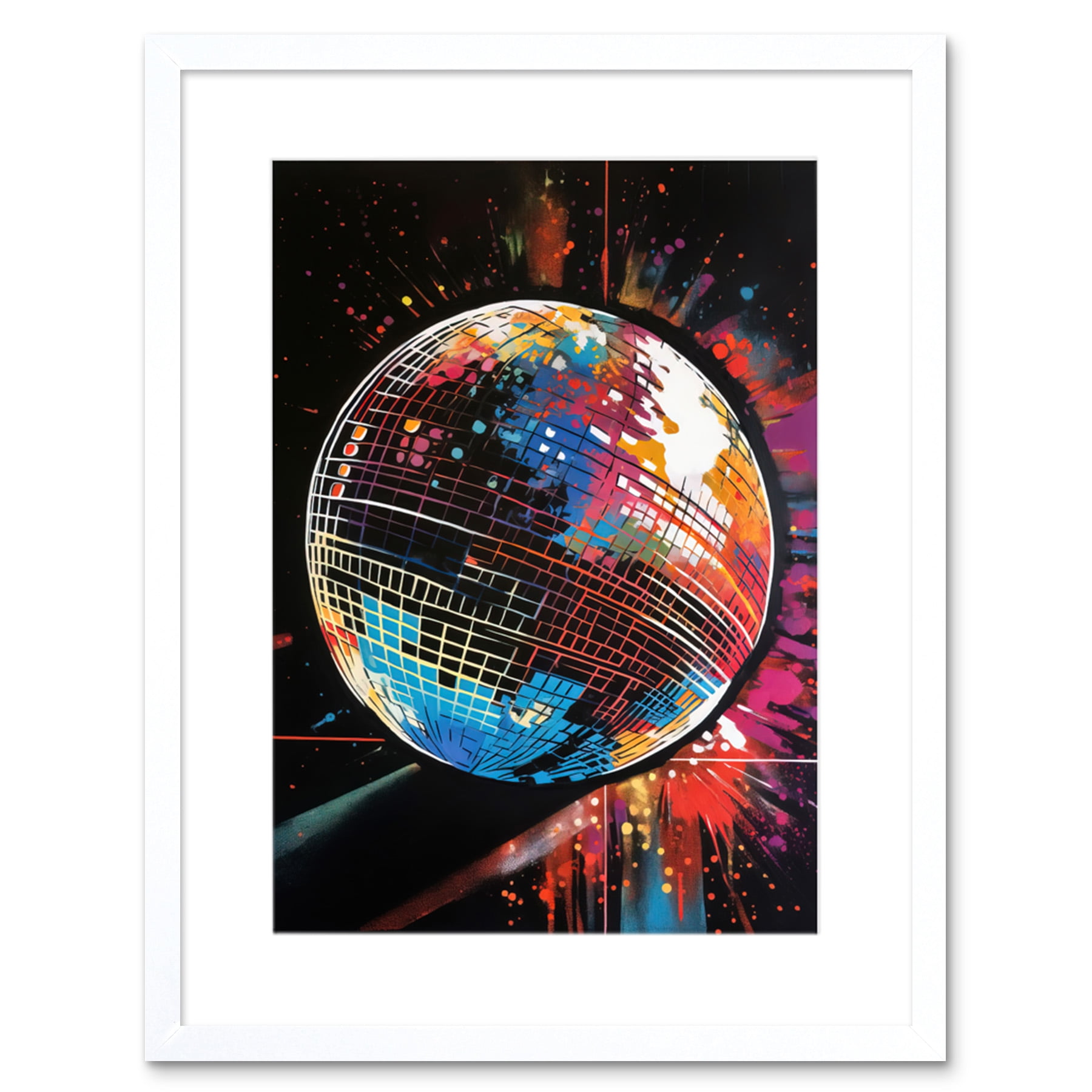 Disco Ball Music Night Reflections Modern Spray Paint Painting Artwork ...