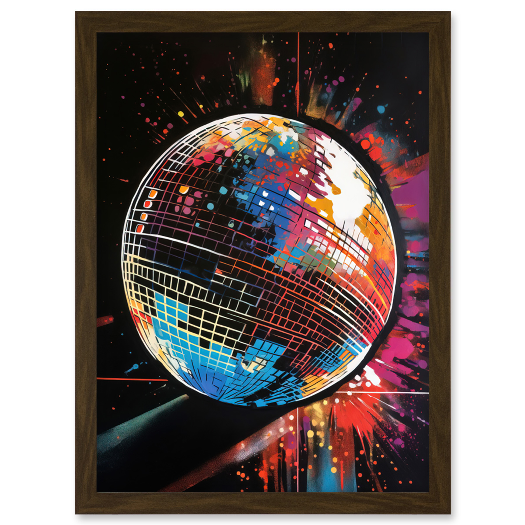 Disco Ball Music Night Reflections Modern Spray Paint Painting Artwork ...