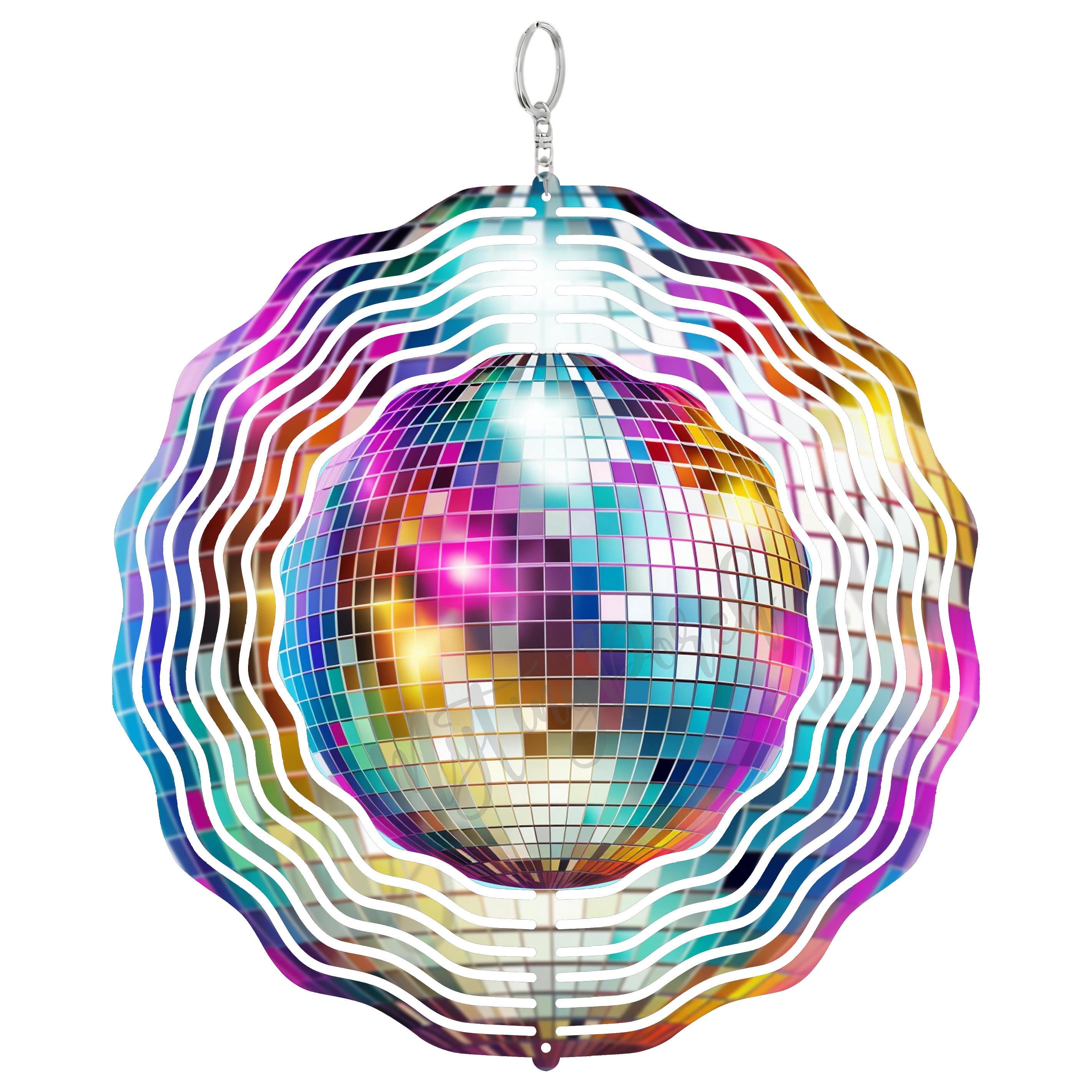 Disco Ball New Year Party 3D Wind Spinner, Shiny Dance Floor Decor ...