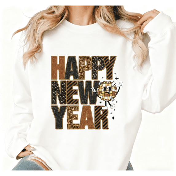 Disco Ball New Year Print Sweatshirt Sweatshirt White S-3XL Celebration ...