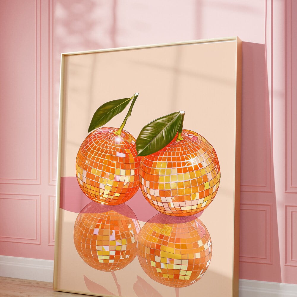 Disco Ball Oranges Art Print: Glam Kitchen Decor UNFRAMED PAPER POSTER ...