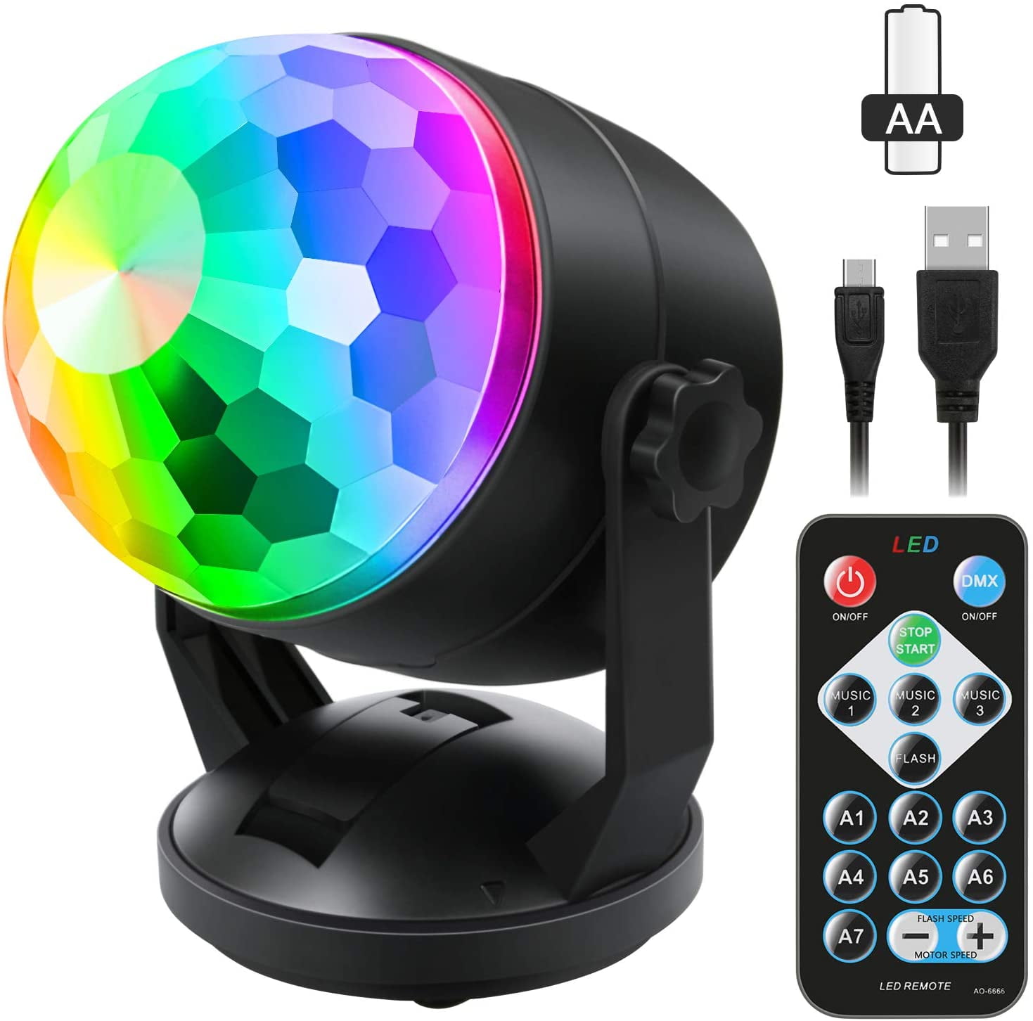 Disco Ball Party Lights Sound Activated Battery Powered Portable ...