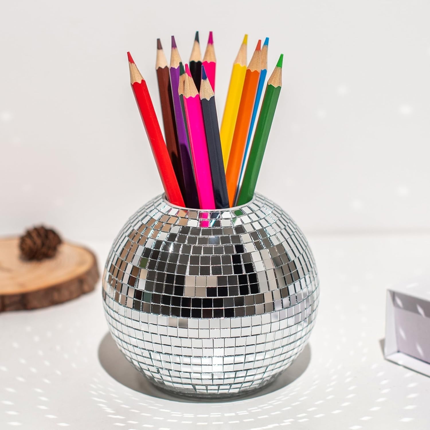 Disco Ball Pencil Holder for Desk - Disco Ball Pen & Makeup Brush ...