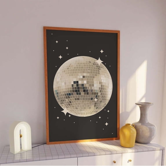 Disco Ball Poster Black And Gold New Years Eve Cute Wall Decorations ...