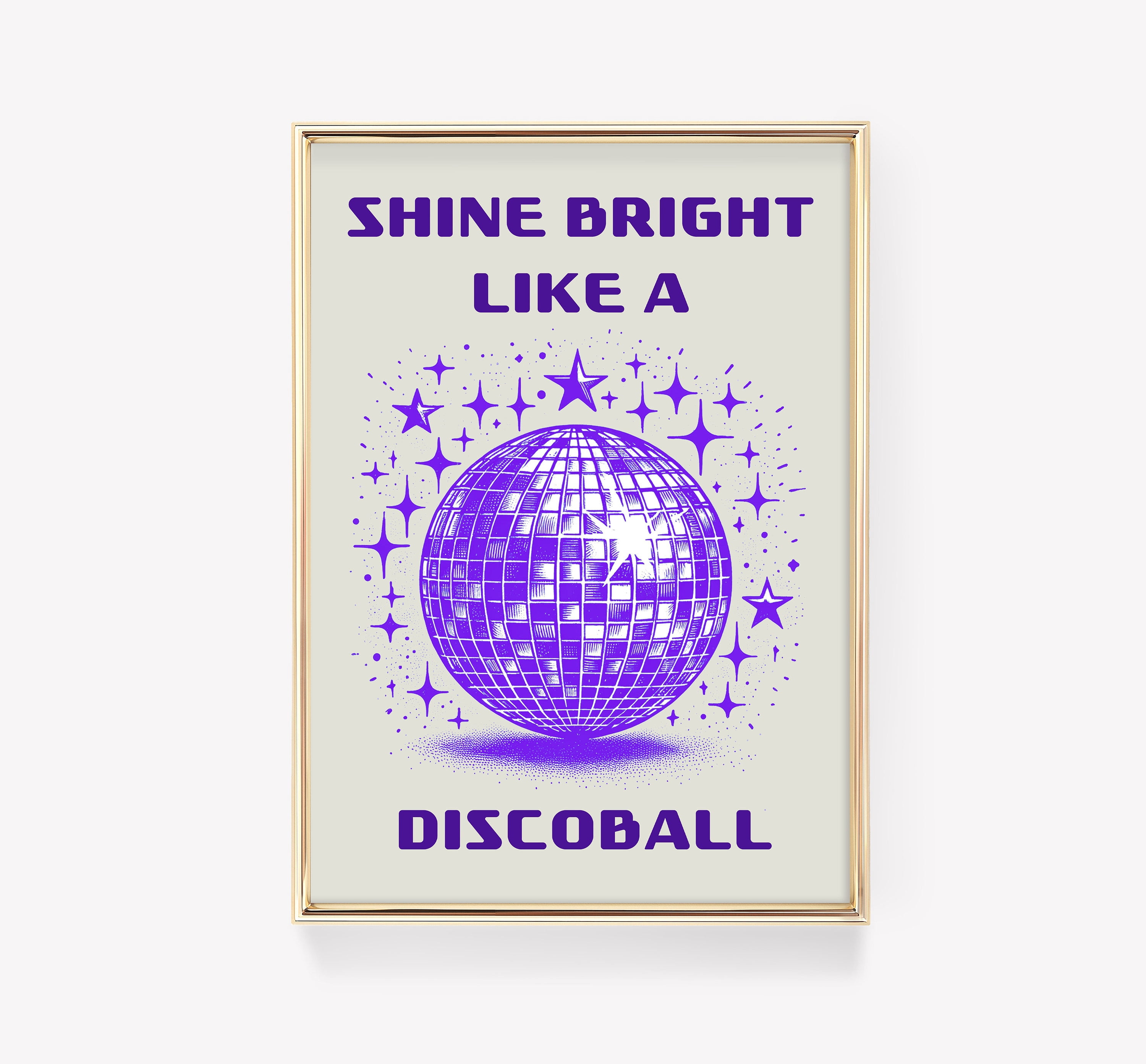 Disco Ball Poster Party Vibes Poster Dance Wall Art Retro Disco Decor ...