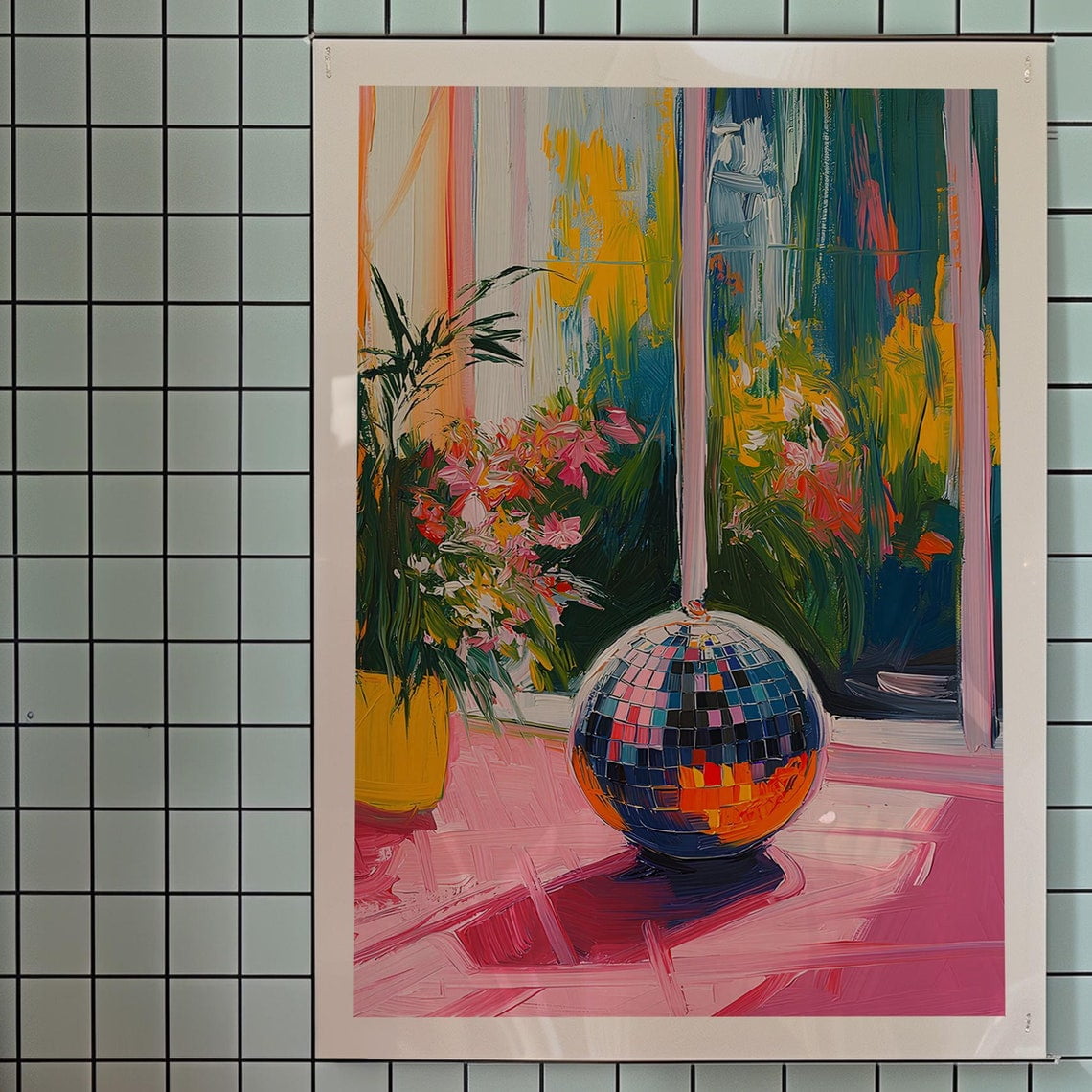 Disco Ball Poster, Preppy Poster, Pink Wall Art, Kitchen Wall Decor ...