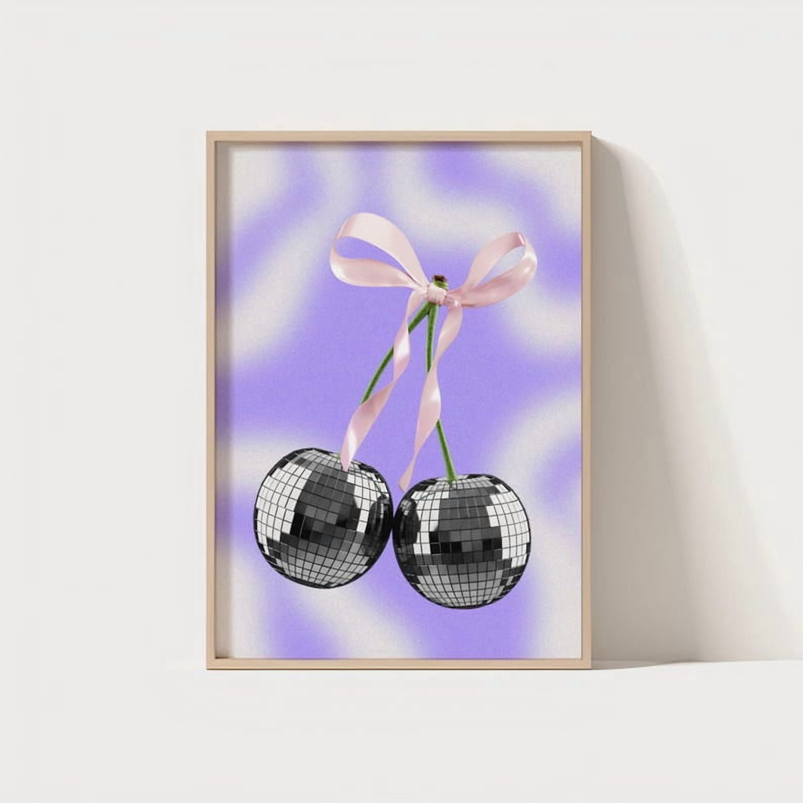 Disco Ball Poster Trendy Wall Art Purple Cherry Preppy Decor Girly ...