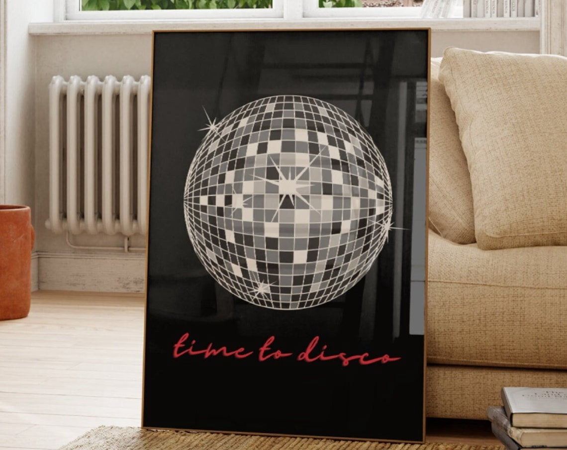 Disco Ball Print, Disco Bachelorette Bar Art, Trendy Wall Print, Dorm ...