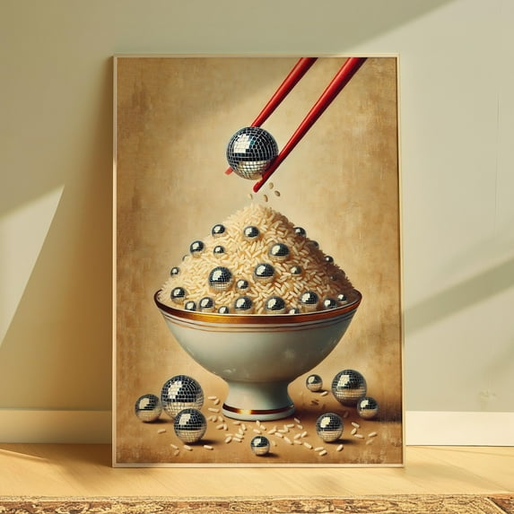 Disco Ball Print, Kitchen Print, Kitchen Wall Art, Rice Print, Preppy ...