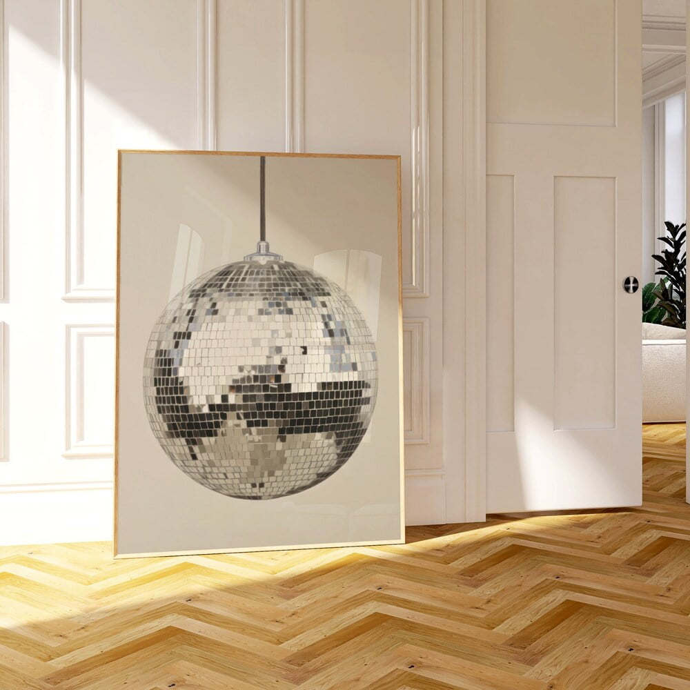 Disco Ball Statement Wall Art, Mirrorball Poster, Minimalist Luxury ...