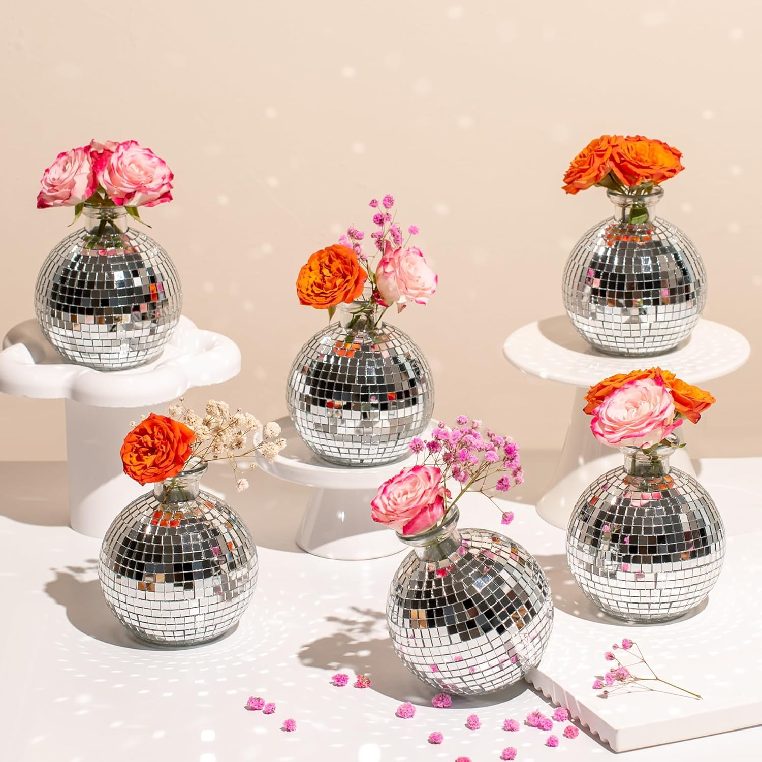 Disco Ball Vase for Centerpieces Disco Ball Planter for Flowers Silver ...