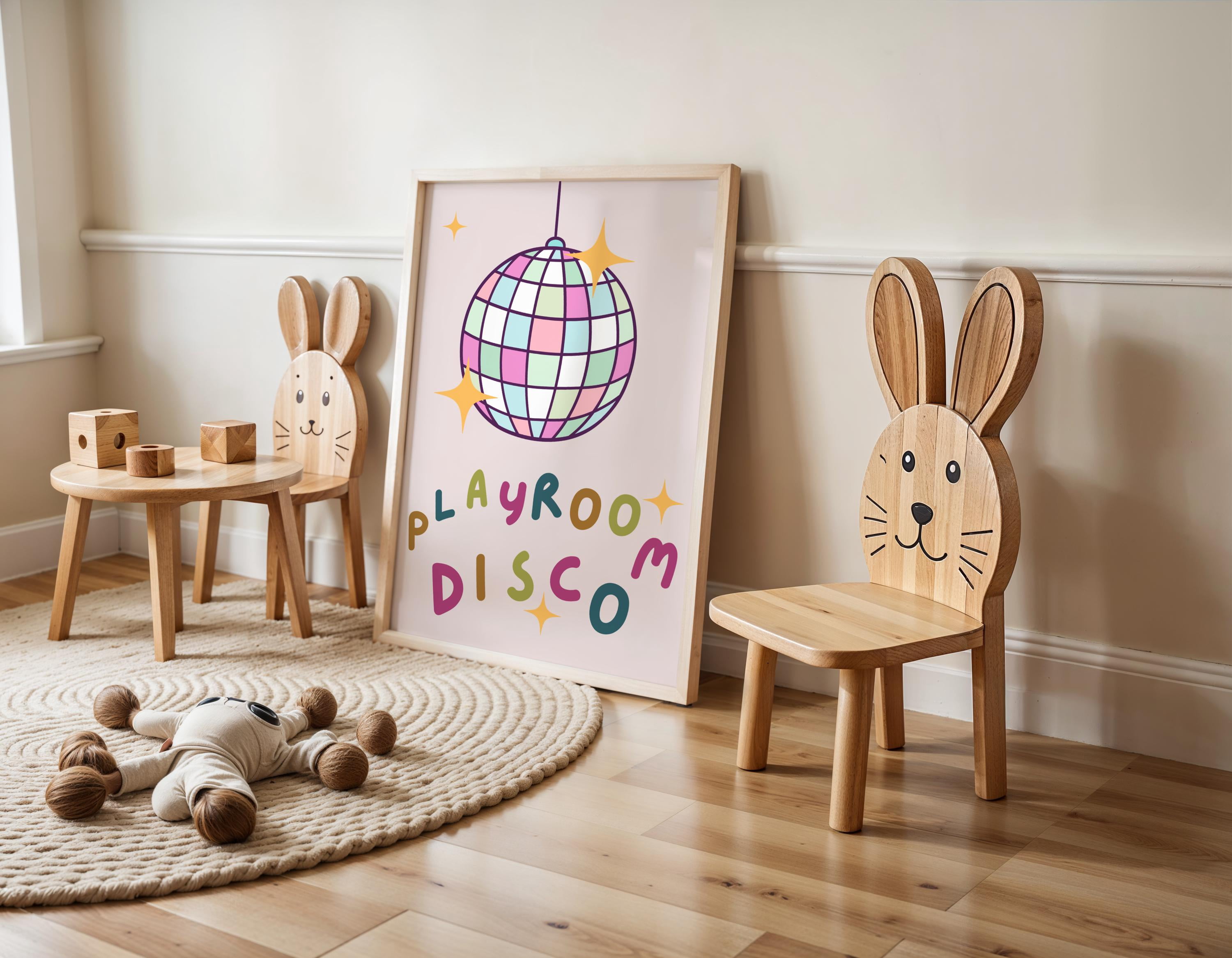 Disco Ball Wall Poster For Children Retro Playroom Decor , Poster Print ...