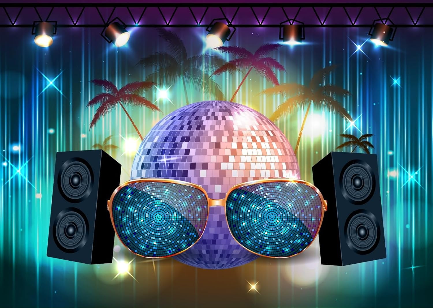 Disco Ball With Sunglasses Photography Backdrop 70s 80s 90s Dance Disco ...