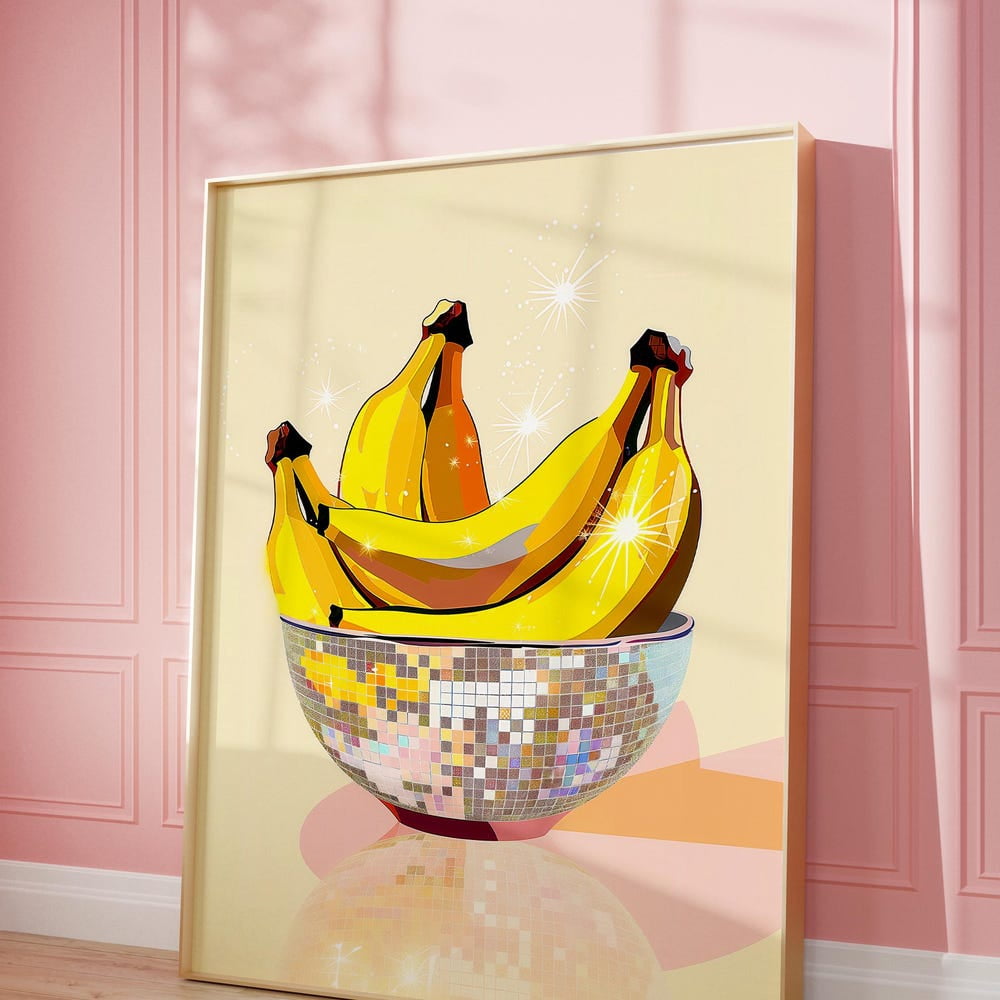 Disco Banana Bowl Art Print: Retro Kitchen Decor UNFRAMED PAPER POSTER ...
