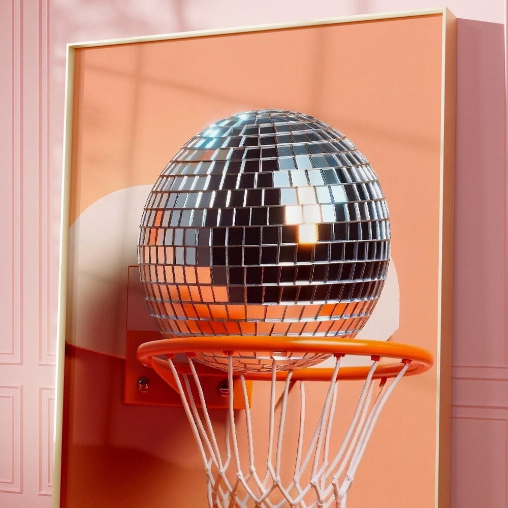 Disco Basketball Print, Disco Ball Poster, Poster Artwork, Mirror Ball ...